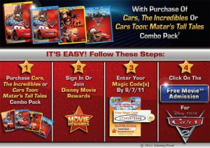 Take Five a Day » Blog Archive » Disney Pixar CARS 2: Buy-Redeem Reward ...