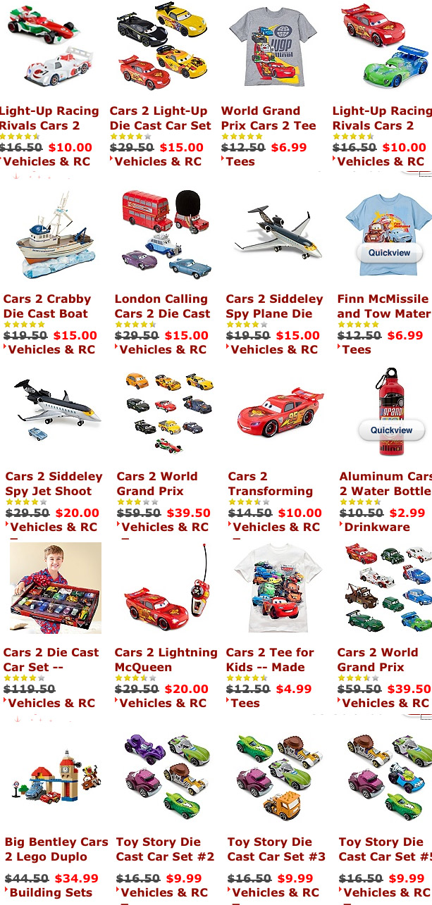 Take Five a Day » Blog Archive » Disney Pixar CARS 2: Disney Sale Now ...