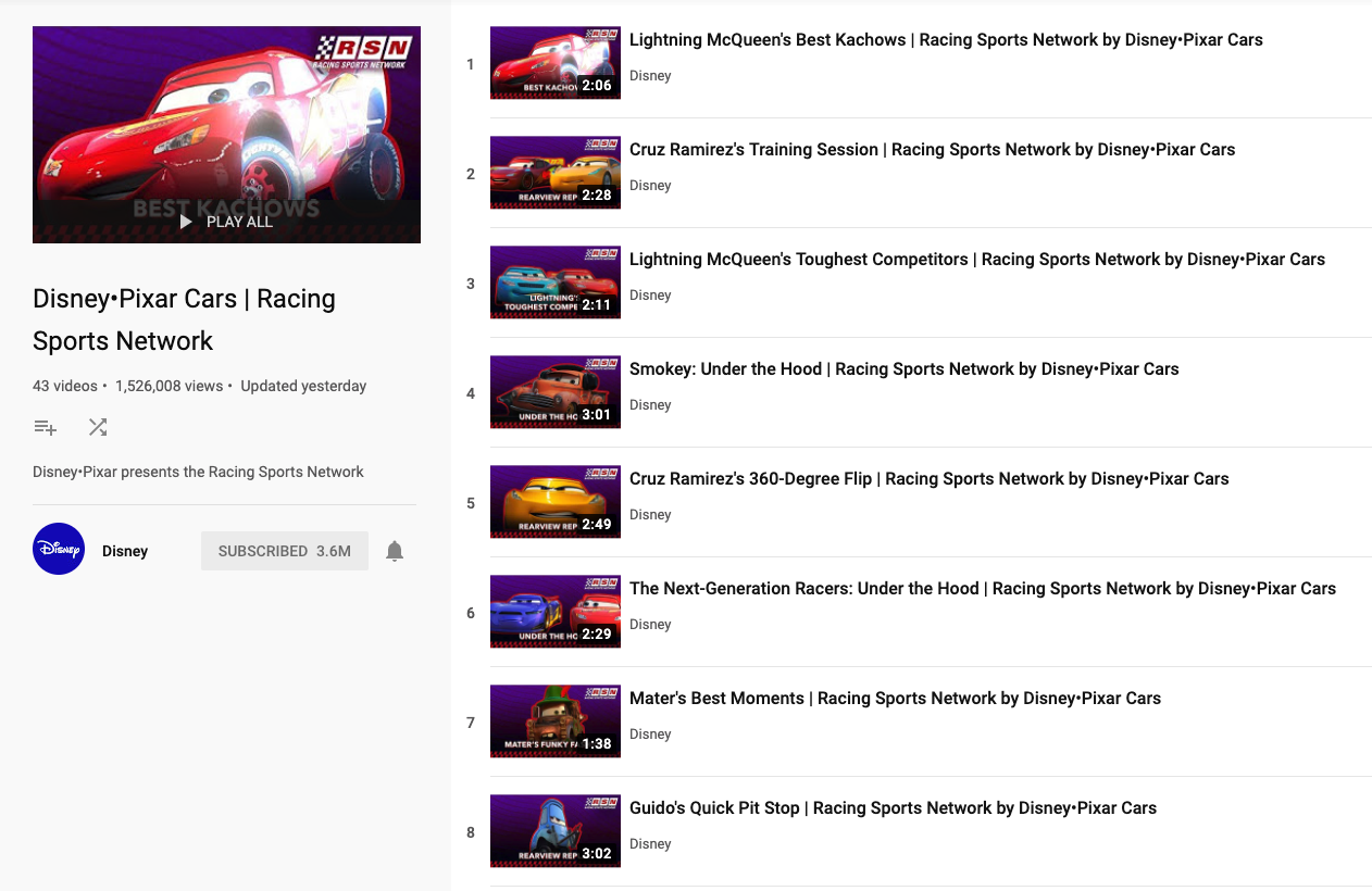Take Five a Day » Blog Archive » Disney Pixar CARS: RSN Network YouTube ...